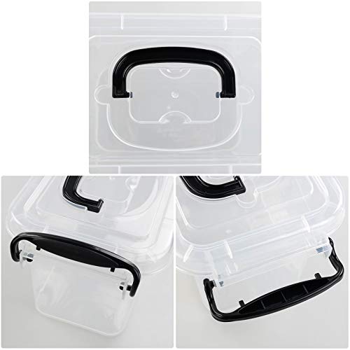 Idotry 6-Pack Mini Plastic Storage Latch Box, 1.5 L Clear Containers with Lids, F