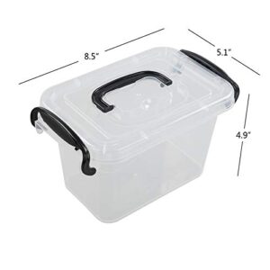 Idotry 6-Pack Mini Plastic Storage Latch Box, 1.5 L Clear Containers with Lids, F