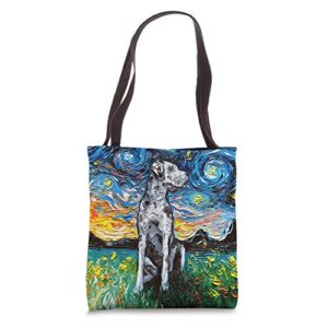 merle great dane starry night impressionist dog art by aja tote bag