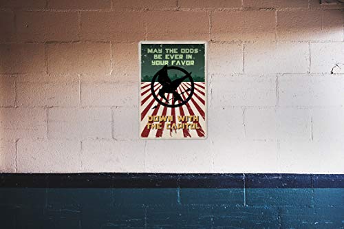 HomDeo Wall Decor Metal 8 x 12inch - Hunger Games May The Odds Be Ever in Your Favor Sign Tin Sign Personalized Metal Signs