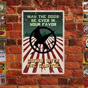 HomDeo Wall Decor Metal 8 x 12inch - Hunger Games May The Odds Be Ever in Your Favor Sign Tin Sign Personalized Metal Signs