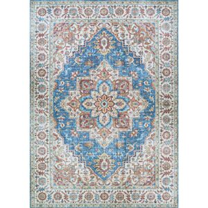 couristan pasha sarouk area rug, 5′ x 8′, navy