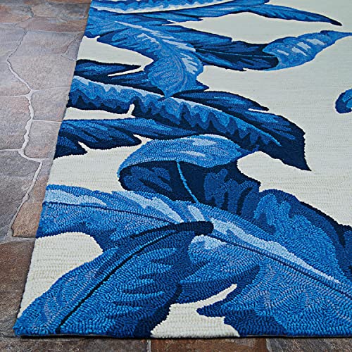 Couristan Covington Palm Leaves Indoor/ Outdoor Area Rug, 5'6" x 8', Blue-Ivory