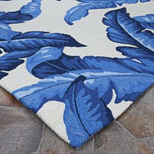 Couristan Covington Palm Leaves Indoor/ Outdoor Area Rug, 5'6" x 8', Blue-Ivory