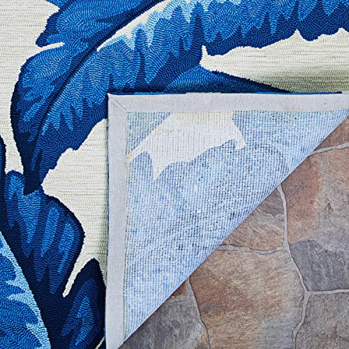 Couristan Covington Palm Leaves Indoor/ Outdoor Area Rug, 5'6" x 8', Blue-Ivory