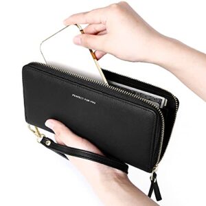 GEEAD Wallets for Women Large Capacity PU Leather Credit Card Holder Clutch Wristlet Wallet