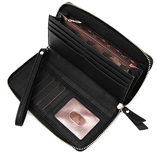 GEEAD Wallets for Women Large Capacity PU Leather Credit Card Holder Clutch Wristlet Wallet