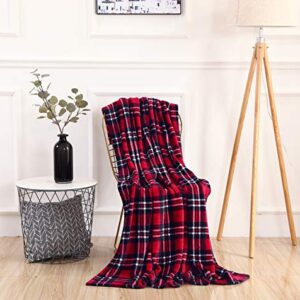 Valerian Luxury Velvet Super Soft Light Weight Blanket Prints Fleece Year Round Home Decor Fuzzy Warm and Cozy Throws, Couch and Gift, 50 x 60 inch, Plaid