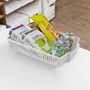 Sosody 6-Pack Stacking Plastic Storage Baskets, White Paper Storage Basket Tray