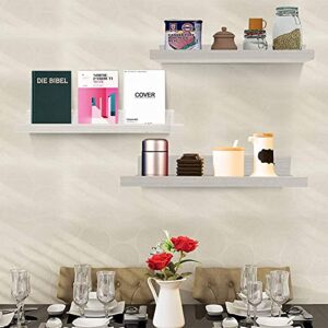 Calenzana Wall Mounted Floating Shelves, 3 Pack 16 inch and 3 Pack 36 inch Photo Picture Ledge Shelf for Living Room Bathroom Bedroom Kitchen Office, Creamy White