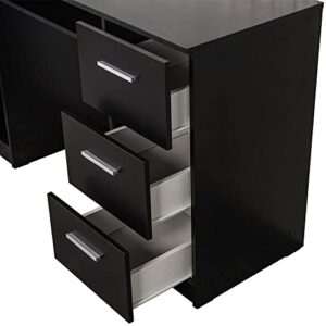 Madesa Home Office Computer Writing Desk with 3 Drawers, 1 Door and 1 Storage Shelf, Plenty of Space, Wood, 30” H x 18” D x 53” W - Black