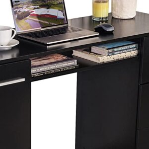 Madesa Home Office Computer Writing Desk with 3 Drawers, 1 Door and 1 Storage Shelf, Plenty of Space, Wood, 30” H x 18” D x 53” W - Black