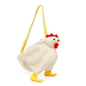 women cute chicken animal style shoulder handbag girl hen crossbody purse messenger bag (white)