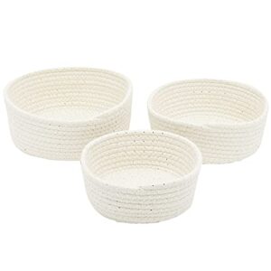 farmlyn creek woven rope white storage baskets, set of 3 for organizing (3 assorted sizes)