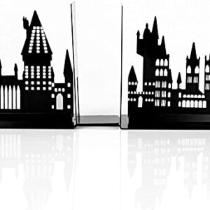 Harry Potter Hogwarts Castle Metal Bookends | Die Cut Metal Bookends with Hogwarts Castle Silhouette Glow in The Dark Design | Ideal for Harry Potter Book Collections & More