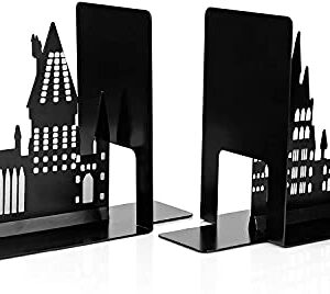 Harry Potter Hogwarts Castle Metal Bookends | Die Cut Metal Bookends with Hogwarts Castle Silhouette Glow in The Dark Design | Ideal for Harry Potter Book Collections & More