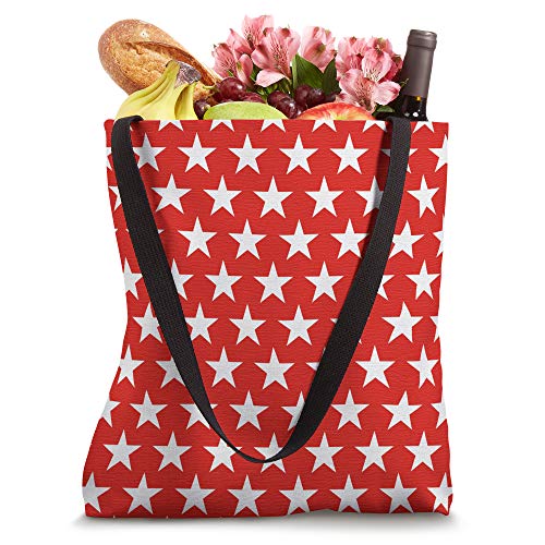 White Stars Red Background Tote Bag