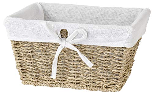 Red Co. Multi-Purpose Nesting Seagrass Basket with Handles and Liners Set of 4, Storage Containers, Home Organizers