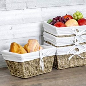 Red Co. Multi-Purpose Nesting Seagrass Basket with Handles and Liners Set of 4, Storage Containers, Home Organizers