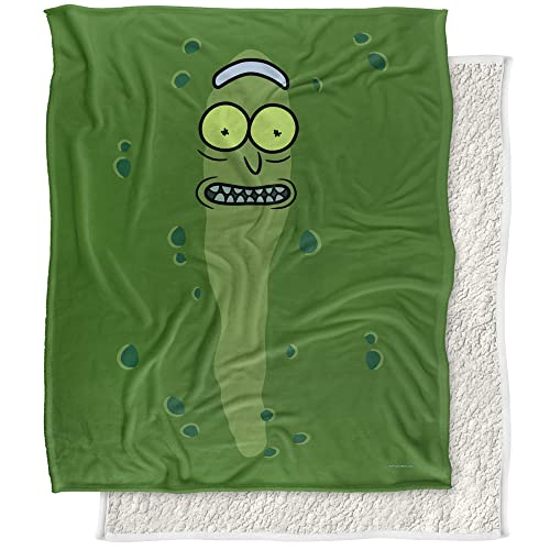 Rick and Morty Blanket, 50"x60", Pickle Rick Silky Touch Sherpa Back Super Soft Throw Blanket