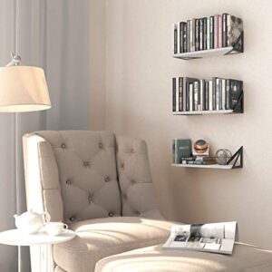 Wallniture Milan White Floating Shelves for Wall, Bathroom Shelves Wall Mounted Set of 3, Wood Geometric Triangle Shelf for Bedroom, Living Room, Kitchen