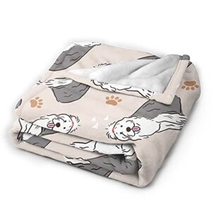 Cute Throw Blanket Old English Sheepdog Super Soft Micro Flannel Fall Plush Lightweight Baby Blankets Bed Couch, Sofa, Travel for Men Women Kids Gifts Size 50x40 inch