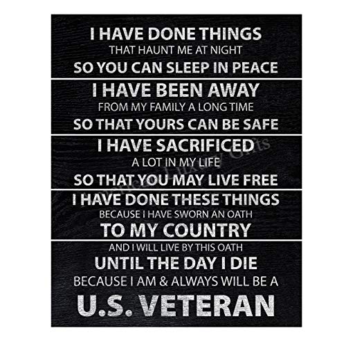 "I Am & Always Will Be A US Veteran" Patriotic Military Wall Art -11 x 14" Typographic American Poster Print-Ready to Frame. Home-Office-Shop-Man Cave-American Decor. Great Gift for All Veterans!