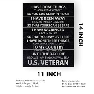 "I Am & Always Will Be A US Veteran" Patriotic Military Wall Art -11 x 14" Typographic American Poster Print-Ready to Frame. Home-Office-Shop-Man Cave-American Decor. Great Gift for All Veterans!