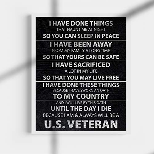 "I Am & Always Will Be A US Veteran" Patriotic Military Wall Art -11 x 14" Typographic American Poster Print-Ready to Frame. Home-Office-Shop-Man Cave-American Decor. Great Gift for All Veterans!