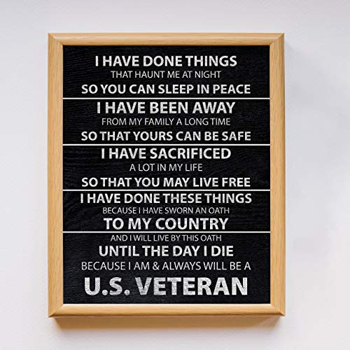 "I Am & Always Will Be A US Veteran" Patriotic Military Wall Art -11 x 14" Typographic American Poster Print-Ready to Frame. Home-Office-Shop-Man Cave-American Decor. Great Gift for All Veterans!