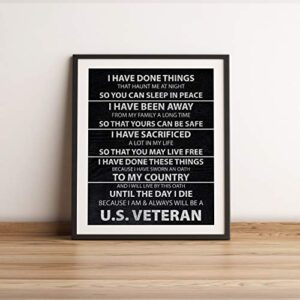 "I Am & Always Will Be A US Veteran" Patriotic Military Wall Art -11 x 14" Typographic American Poster Print-Ready to Frame. Home-Office-Shop-Man Cave-American Decor. Great Gift for All Veterans!