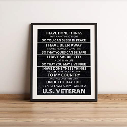 "I Am & Always Will Be A US Veteran" Patriotic Military Wall Art -11 x 14" Typographic American Poster Print-Ready to Frame. Home-Office-Shop-Man Cave-American Decor. Great Gift for All Veterans!