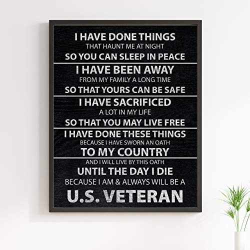 "I Am & Always Will Be A US Veteran" Patriotic Military Wall Art -11 x 14" Typographic American Poster Print-Ready to Frame. Home-Office-Shop-Man Cave-American Decor. Great Gift for All Veterans!