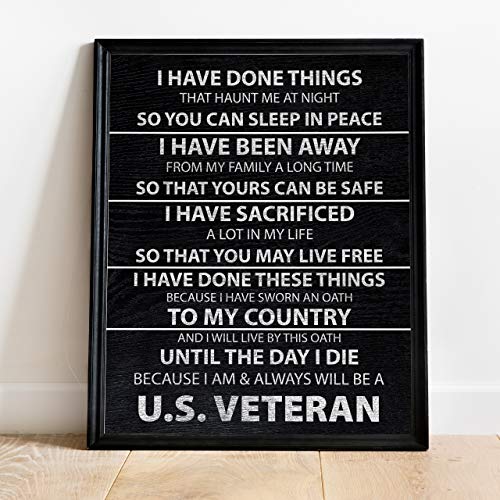 "I Am & Always Will Be A US Veteran" Patriotic Military Wall Art -11 x 14" Typographic American Poster Print-Ready to Frame. Home-Office-Shop-Man Cave-American Decor. Great Gift for All Veterans!