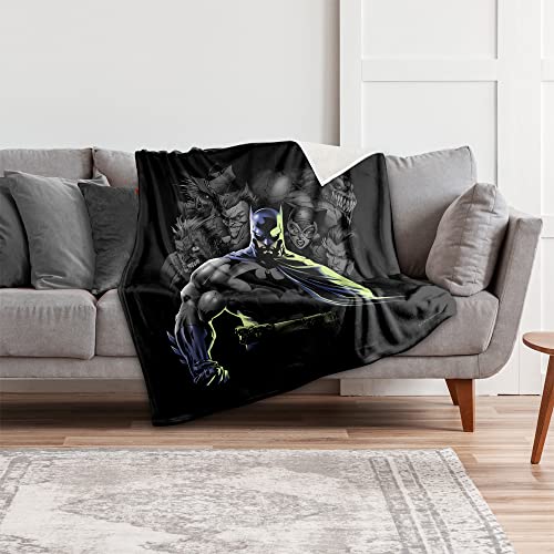 Batman Blanket, 50"x60", Villains Unleashed Silky Touch Sherpa Back Super Soft Throw Blanket