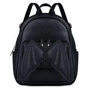 mini bat purse gothic: leather backpack goth backpack with wings mini bookbags for women satchel shoulder daypack black fashion, travel halloween goth bag