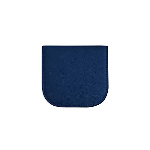 Poketo Dome Wallet, Blue Saffiano Vegan Leather, 6 card slots, 4" x 3.75"