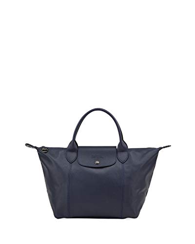 Longchamp 'Small Cuir Leather Top Handle Tote Shoulder Bag, Navy