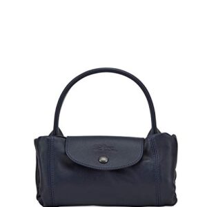 Longchamp 'Small Cuir Leather Top Handle Tote Shoulder Bag, Navy