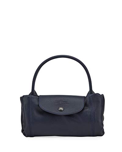 Longchamp 'Small Cuir Leather Top Handle Tote Shoulder Bag, Navy