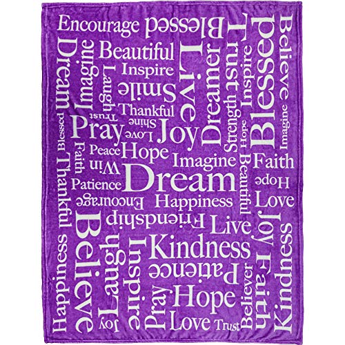 Inspiring Messages (Purple) Super Plush Blanket - 50x60 Soft Throw Blanket - Perfect for Cuddle Season & Holiday Gifts!