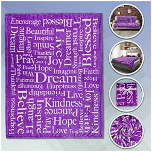 Inspiring Messages (Purple) Super Plush Blanket - 50x60 Soft Throw Blanket - Perfect for Cuddle Season & Holiday Gifts!