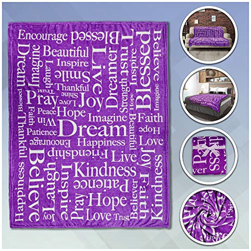 Inspiring Messages (Purple) Super Plush Blanket - 50x60 Soft Throw Blanket - Perfect for Cuddle Season & Holiday Gifts!