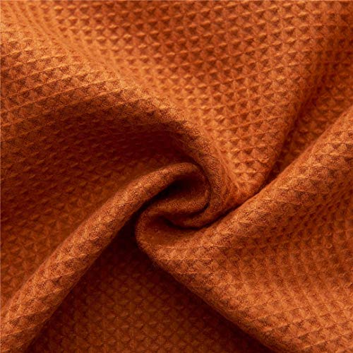 Waffle Weave Thermal Blanket with Tassel Super Soft-Perfect for Layering Any Bed for All-Season.(Orange,50"*60")