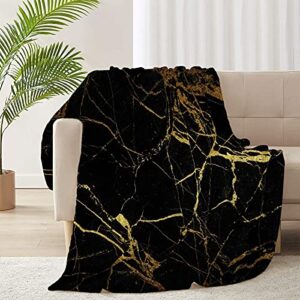 rickyoung black gold texture pattern giltter marble fleece flannel lightweight blankets plush microfiber bedding throw blanket for couch and bed 40″x30″ for pet