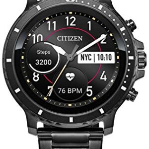 Citizen CZ Smart Gen 1 Stainless Steel Smartwatch Touchscreen, Heartrate, GPS, Speaker, Bluetooth, Notifications, iPhone and Android Compatible, Powered by Google Wear OS