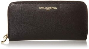 karl lagerfeld paris womens zip continental wallet, blk/gold, one size us