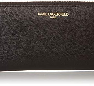 Karl Lagerfeld Paris womens Zip Continental Wallet, BLK/GOLD, One Size US