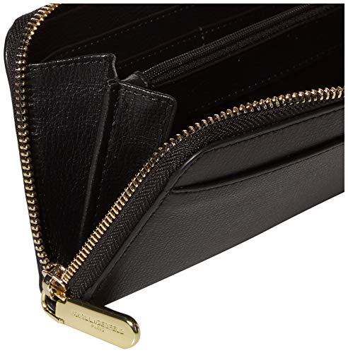 Karl Lagerfeld Paris womens Zip Continental Wallet, BLK/GOLD, One Size US