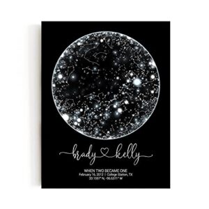 custom star map – personalized constellation map (print, multiple sizes, night sky by date wall art, unique gift – special occasion, wedding gift, anniversary gift, valentines day gift)